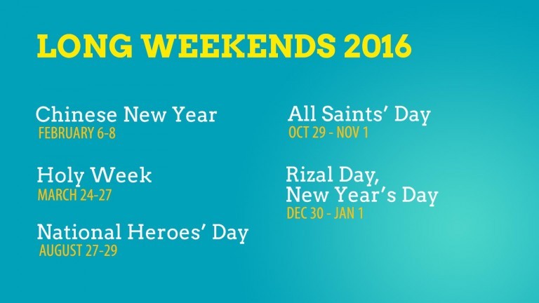 2016 Philippine Holidays and Long Weekends - Philippine Beach Guide