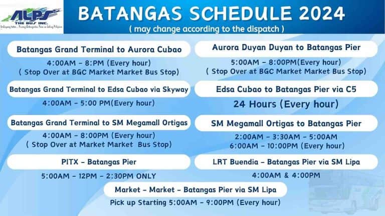 2025 MANILA to BATANGAS Bus Schedules & Fares - Philippine Beach Guide
