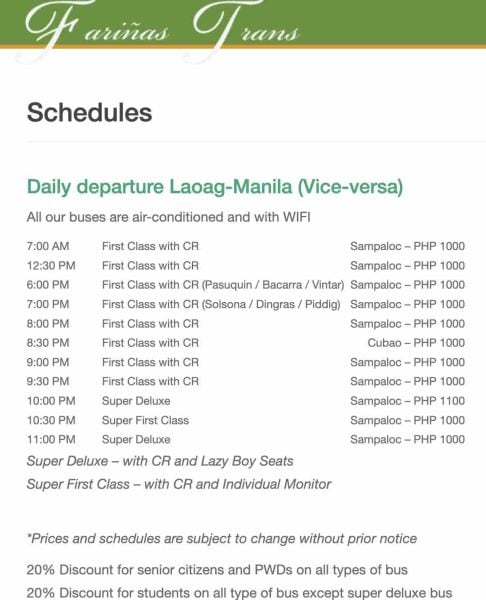 2025 MANILA to ILOCOS (Laoag and Vigan) Bus Schedules & Fares ...