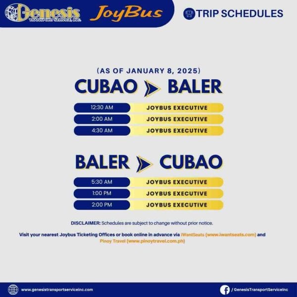 2025 MANILA to BALER Bus Schedules & Fares - Philippine Beach Guide