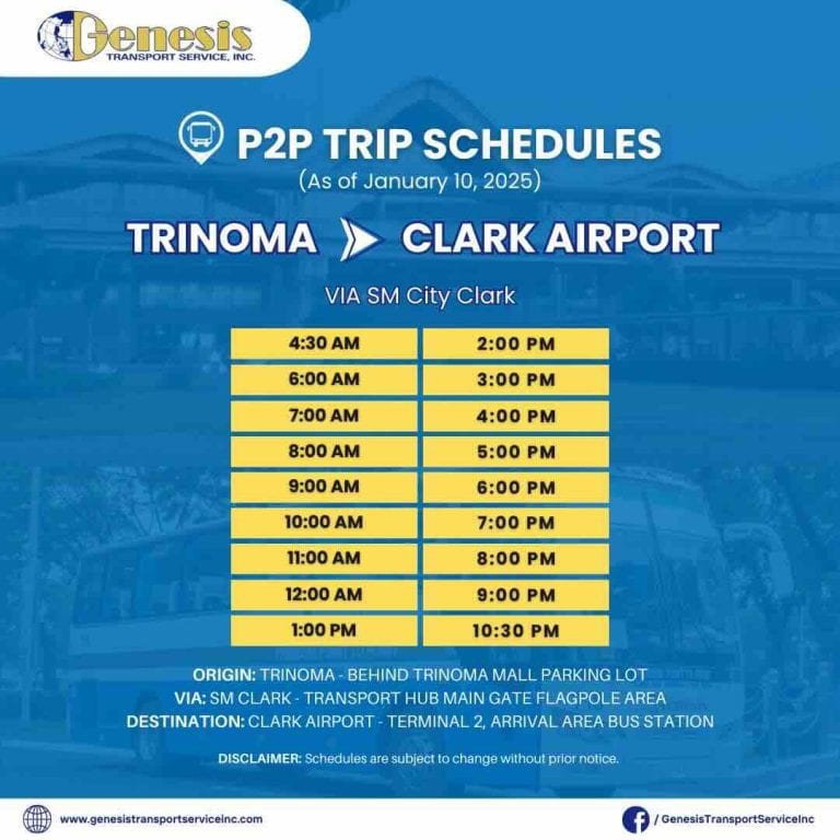 2025 MANILA to and from CLARK P2P Bus Schedules & Fares - Philippine ...
