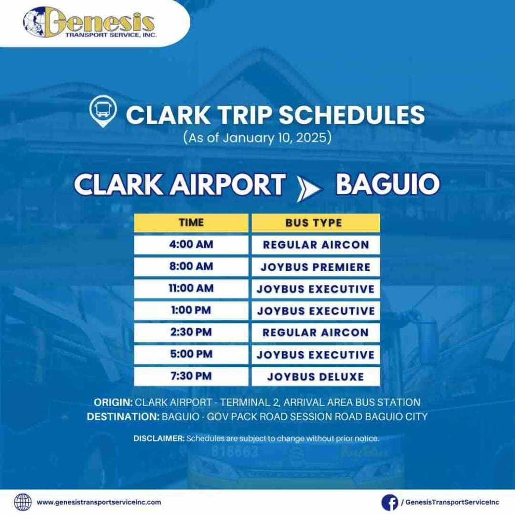 2025 BAGUIO to NAIA and BAGUIO to CLARK Bus Schedules & Fares ...